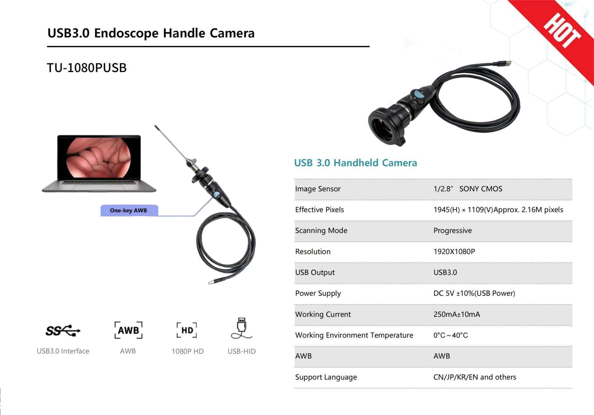1080P FHD Medical Endoscope Camera with SONY CMOS Sensor and Auto White ...